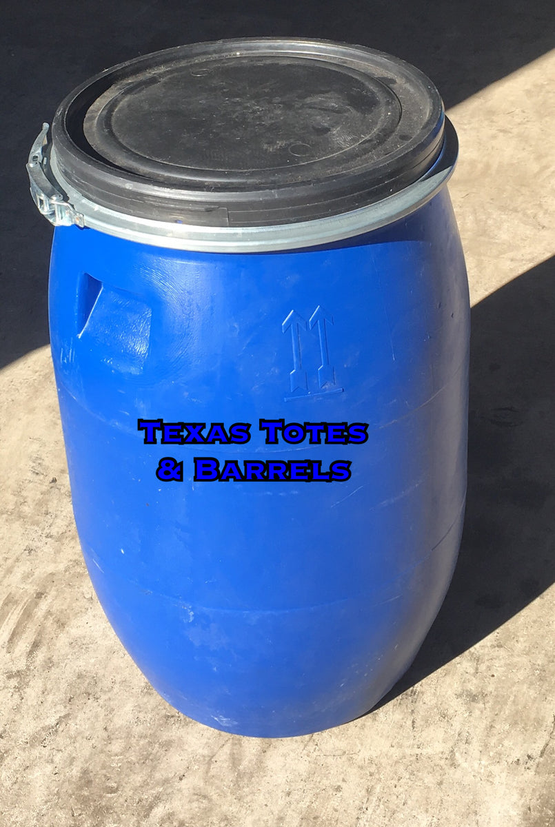 33 Gallon Open Top Plastic Barrel w/ Removable lid and ring – Texas ...